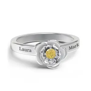 Jewlr Flourish Rose Ring - Sterling Silver
