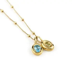 Jewlr Oval Frame Stone Necklace With Back Initial