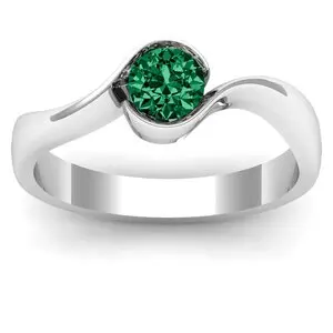 Jewlr Fancy Solitaire Swirl Ring - Sterling Silver
