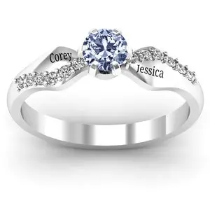 Jewlr Dimpled Solitaire With Accents Ring