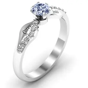 Jewlr Dimpled Solitaire With Accents Ring