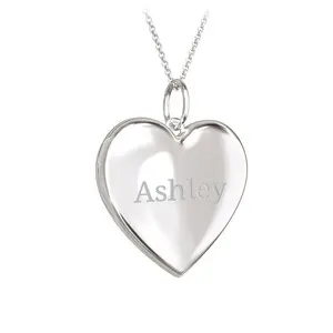 Jewlr Engravable Heart Photo Locket Necklace - Sterling Silver