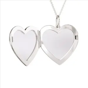Jewlr Engravable Heart Photo Locket Necklace - Sterling Silver