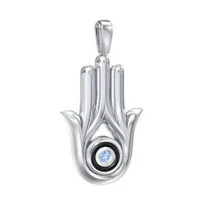 Jewlr Hamsa Pendant With Gemstone & Cold Enamel - Sterling Silver