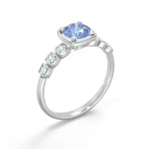 Jewlr Round Gemstone Cube Ring With Star Set Accents