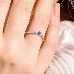 Jewlr Curved Band With Tapered Accent Stones