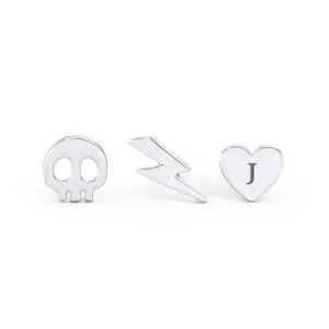 Jewlr Engravable Edgy & Bold Stud Earrings Stack Set Of 3