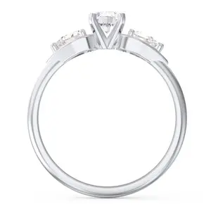 Jewlr 1/3 Ct. Round Gemstone Engaget Ring With Heart Stones