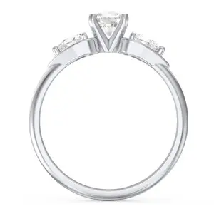 Jewlr 1/2 Ct. Round Gemstone Engaget Ring With Heart Stones