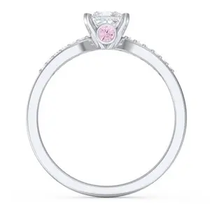 Jewlr 1/2 Ct. Princess Gemstone Split Peek-a-boo Engaget Ring With Accents