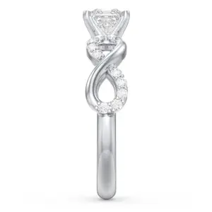 Jewlr 1/2 Ct. Princess Gemstone Infinity Engaget Ring With Accent Stones