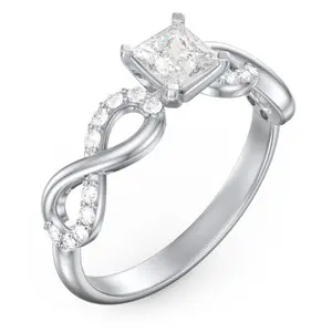 Jewlr 1/2 Ct. Princess Gemstone Infinity Engaget Ring With Accent Stones