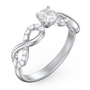 Jewlr 1/3 Ct. Round Gemstone Infinity Engaget Ring With Accent Stones
