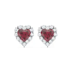 Jewlr Halo Heart Stud Earrings - Sterling Silver