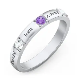 Jewlr Elegant Three Gemstone Ring