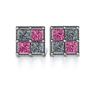 Jewlr Vintage Princess Cut Stud Earrings - Sterling Silver