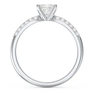 Jewlr 1/2 Ct. Princess Gemstone Engaget Ring With Double Row Accents