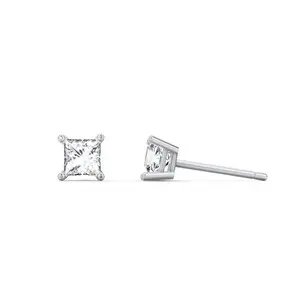 Jewlr Princess Cut Stud Earrings - Sterling Silver