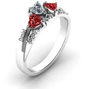 Jewlr Tripartite Heart Gemstone Ring With Accents
