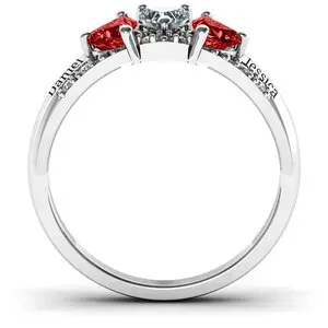 Jewlr Tripartite Heart Gemstone Ring With Accents