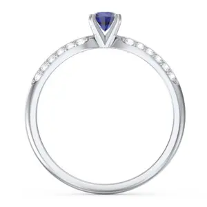 Jewlr 1/4 Ct. Round Gemstone Engaget Ring With Double Row Accents