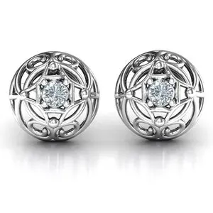 Jewlr Elegant Filigree Dome Earrings - Sterling Silver