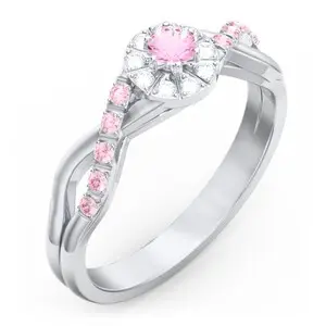 Jewlr Braided Floral Cluster Ring With Shoulder Accents