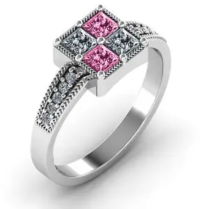 Jewlr Vintage Princess Cut Ring With Shoulder Accents