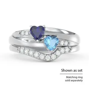 Jewlr Double Heart Gemstone Ring With Accents