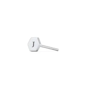 Jewlr Engravable Hexagon Shape Single Stud - Sterling Silver