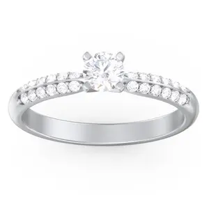 Jewlr 1/3 Ct. Round Gemstone Engaget Ring With Double Row Accents