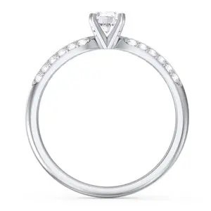 Jewlr 1/3 Ct. Round Gemstone Engaget Ring With Double Row Accents