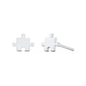 Jewlr Jigsaw Puzzle Shape Stud Earrings - Sterling Silver
