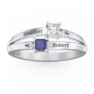 Jewlr Two Stone Split Band Ring With Accents