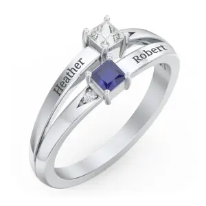 Jewlr Two Stone Split Band Ring With Accents