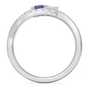 Jewlr Engravable Bypass Ring With Princess Cut Gemstones And Accents