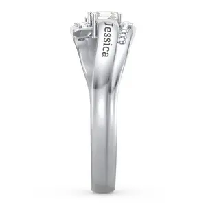 Jewlr Engravable Bypass Ring With Princess Cut Gemstones And Accents