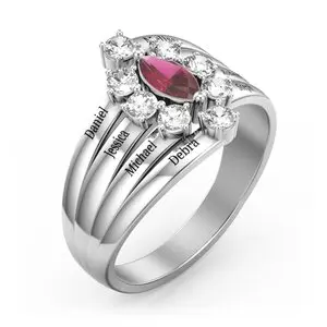 Jewlr Multi Row Ring With Marquise And Round Cut Gemstones
