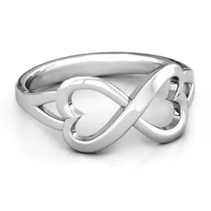 Jewlr Simple Double Heart Infinity Ring - Sterling Silver