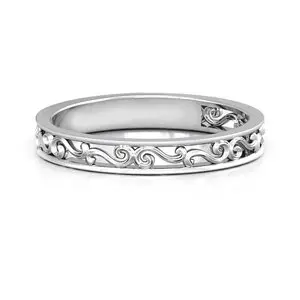 Jewlr Filigree Band Wedding Ring - Sterling Silver