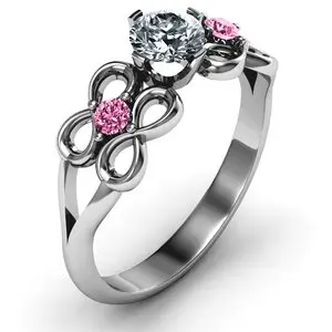 Jewlr Quad Infinity Ring With Center Stone And Dual Accent Ring