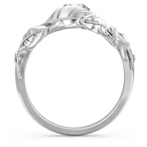 Jewlr Solitaire Leaf Ring With Accent Stones