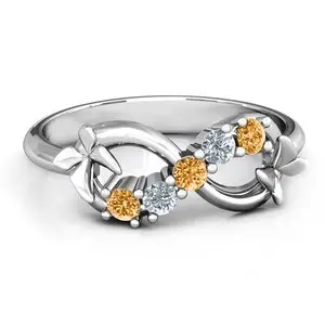 Jewlr 5 Stone Infinity With Soaring Butterflies - Sterling Silver