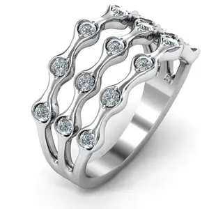 Jewlr Alternating Stone Fashion Wave Ring