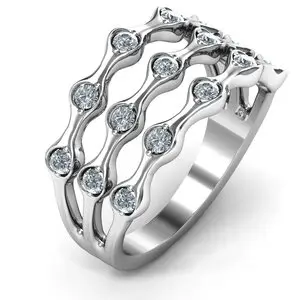 Jewlr 3 Row Fashion Wave Ring