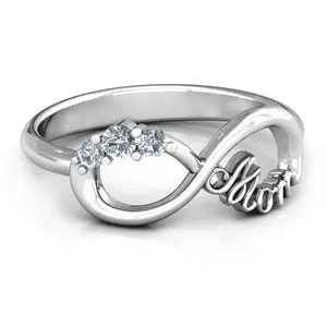 Jewlr Mom's Infinite Love With Stones Ring - Sterling Silver