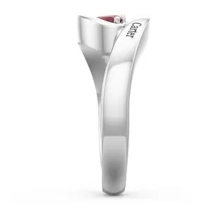 Jewlr Engravable Double Heart Gemstone Wave Ring