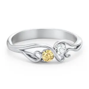 Jewlr Swirl Of Style Birthstone Ring - Sterling Silver