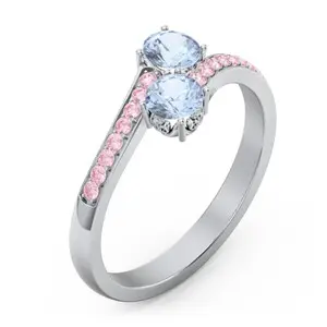 Jewlr Two Stone Ring With Sparkling Accents And Filigree Settings