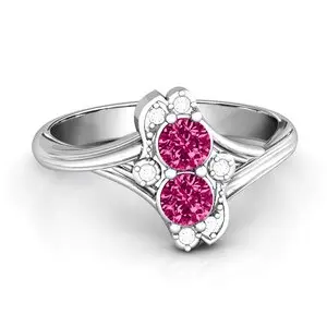 Jewlr Sense Of Style Two Stone Ring - Sterling Silver
